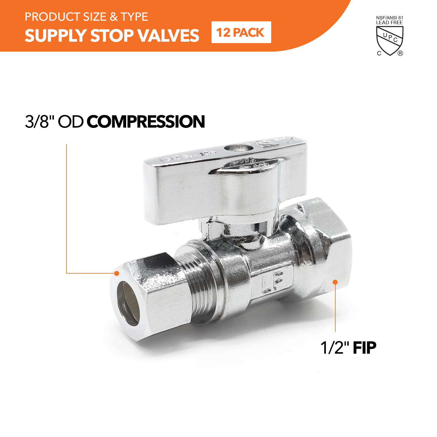 FIP Supply Stop Valve (12 Pack) | HPS: HvacPlumbingShop.com